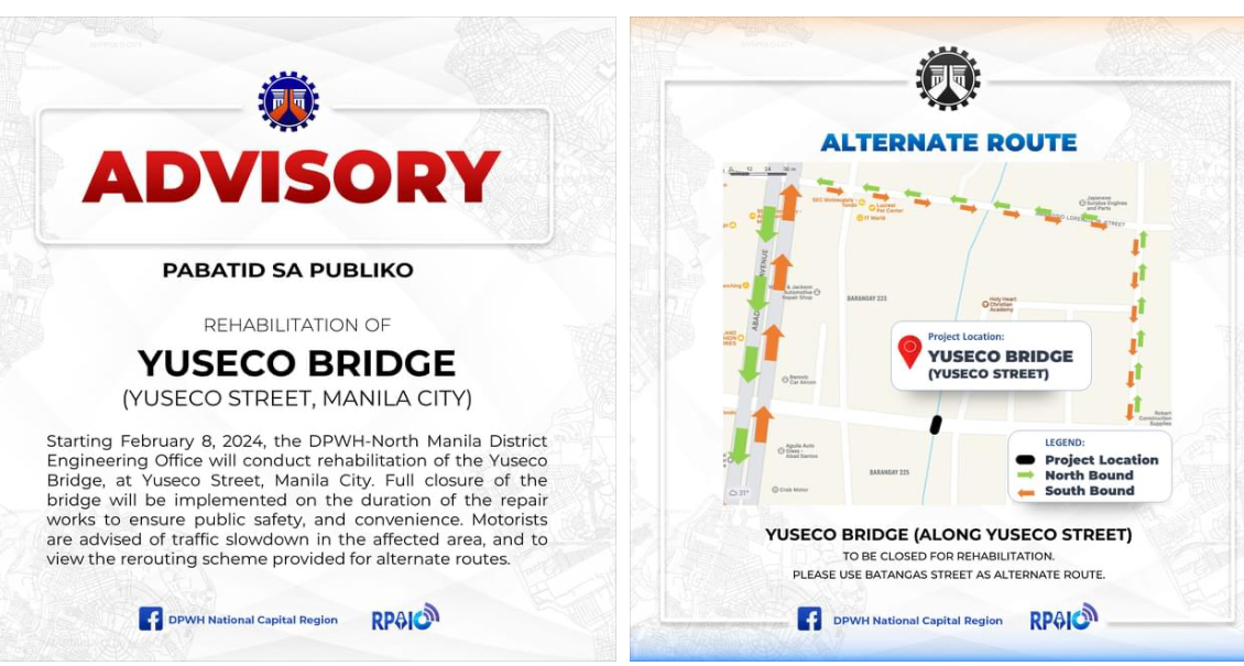 Yuseco Bridge in Manila closed to traffic starting Feb. 8 | GMA News Online