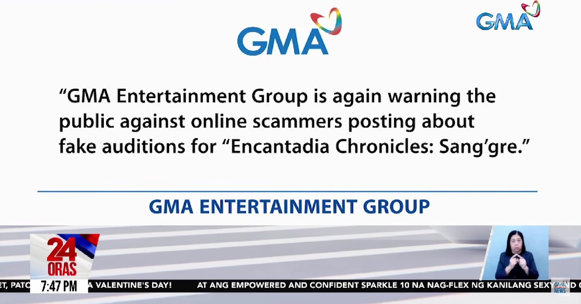 GMA Entertainment warns public against fake auditions for 'Sang'gre ...