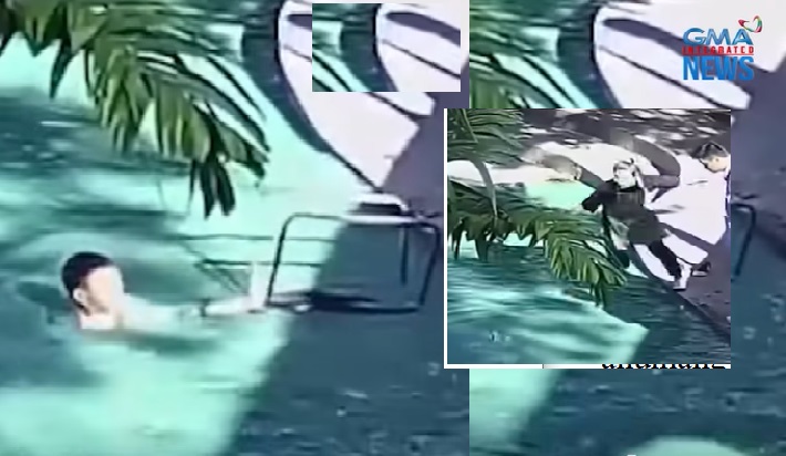 Waitress, sinagip ang batang nahulog sa pool habang tila atubili ang ...
