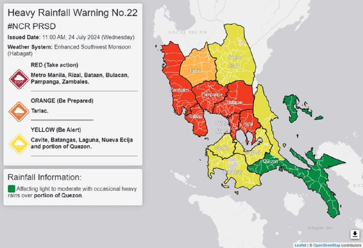 PAGASA: Red rainfall warning up over 6 Luzon areas | GMA News Online
