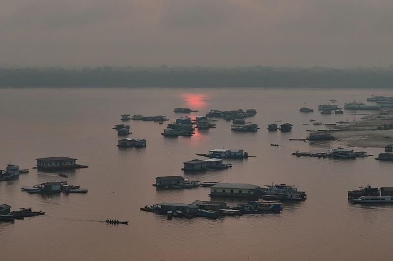 A drone view shows floating houses on Lake Tefe | Photos | GMA News Online