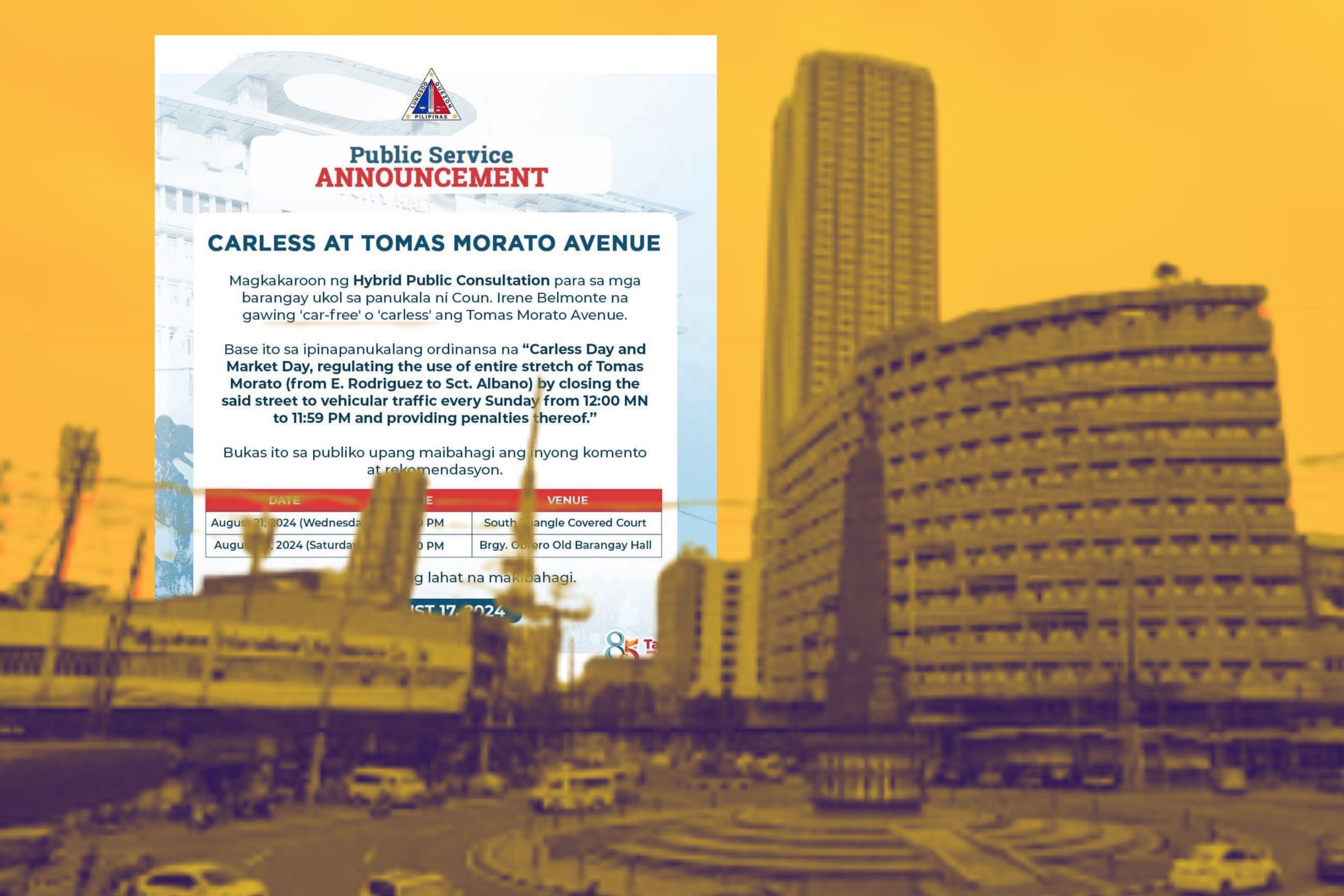 'Carless Sundays' proposed in Tomas Morato, QC | GMA News Online