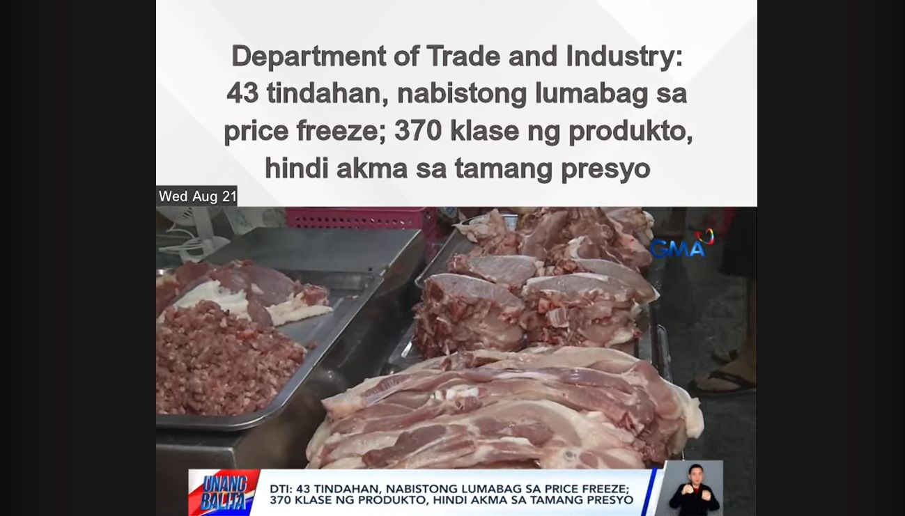 DTI: 43 tindahan, lumabag sa price freeze; 370 klase ng mga produkto, 'di sumusunod sa tamang ...