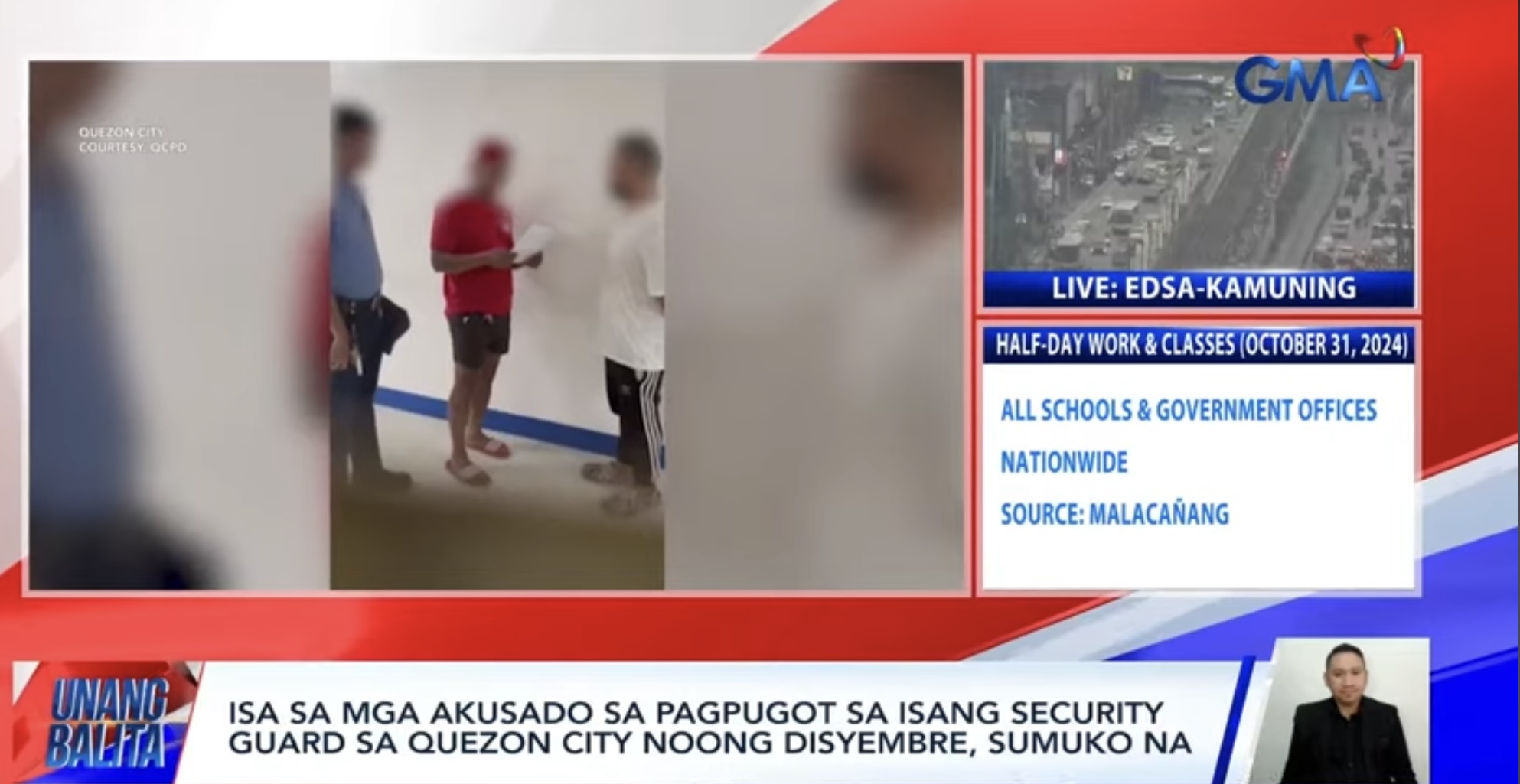 1 sa mga akusado sa pagpugot sa sekyu sa QC, sumuko na | Balitambayan