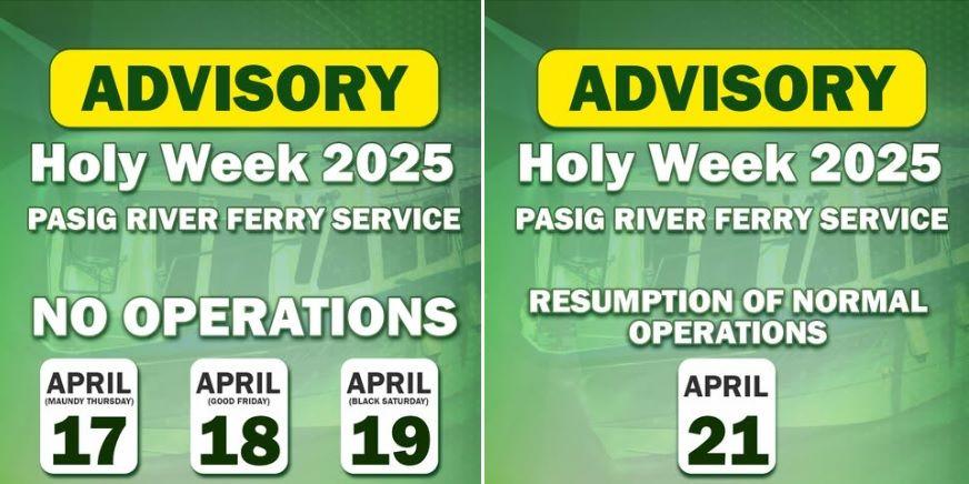 Pasig River Ferry suspends ops for Holy Week 2025 | GMA News Online