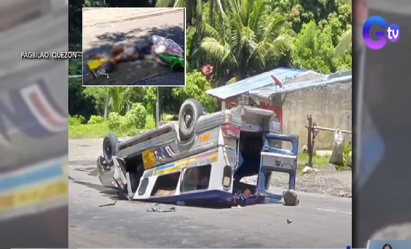 Babaeng pasahero, tumilapon mula sa sinasakyang jeep na naaksidente at ...