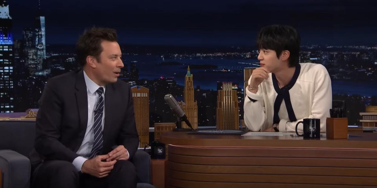 Jin of BTS takes over Jimmy Fallon’s desk on ‘The Tonight Show’ | GMA ...
