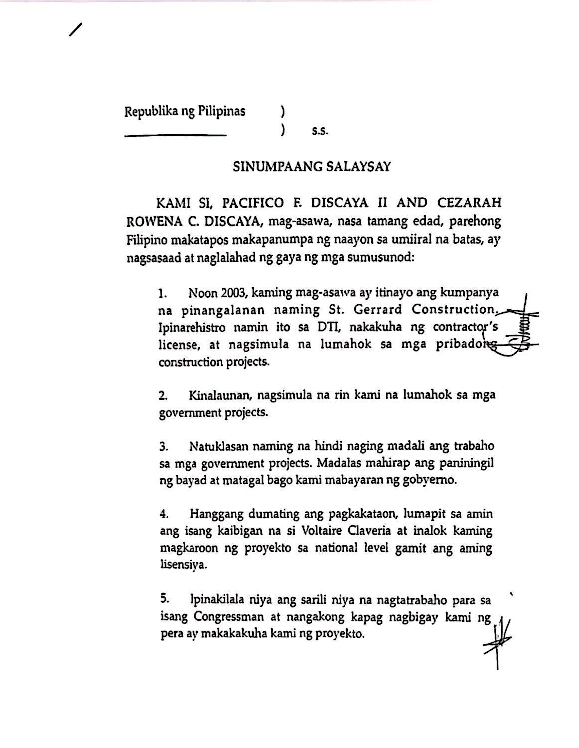 Curlee and Sarah Discaya's sworn statement before Blue Ribbon Committee ...