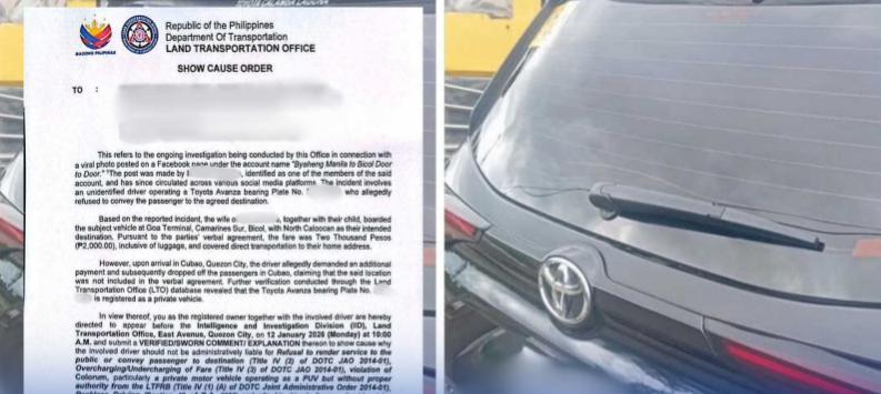 LTO summons colorum driver who refused to bring passengers to drop-off ...